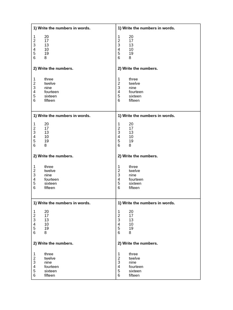 Quiz Numbers 1 To 20 | PDF