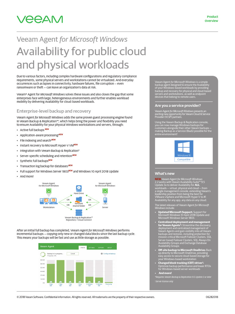 Veeam Agent Windows 2 2 Datasheet | PDF | Backup | Microsoft Sql Server