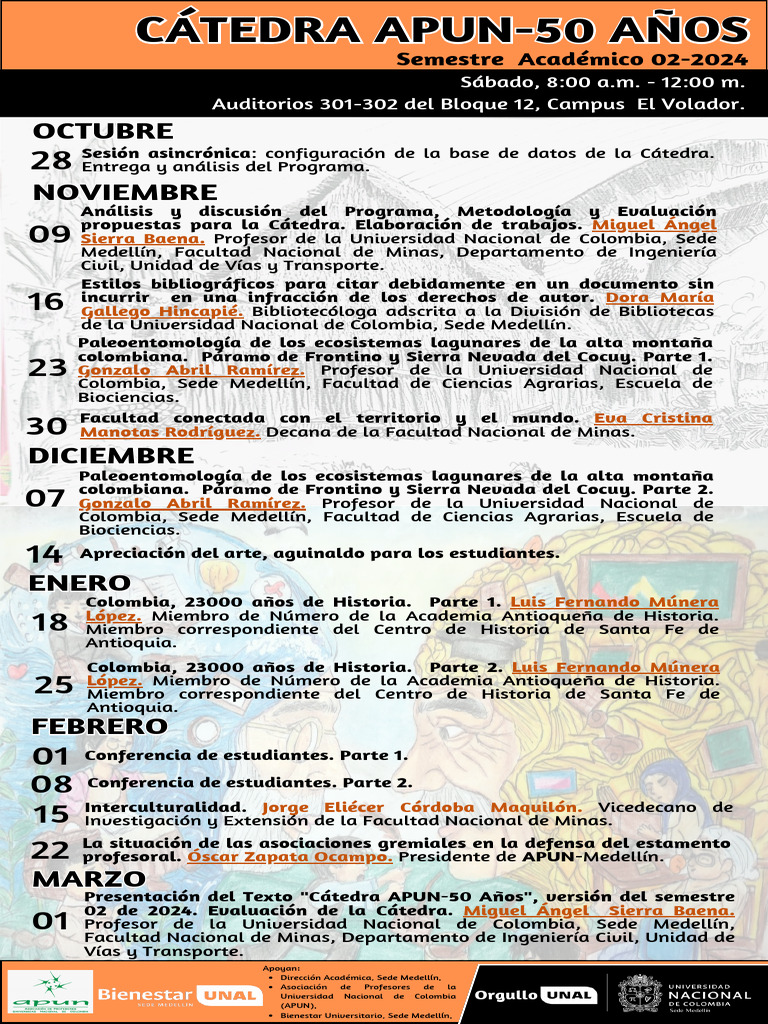 Programa Cátedra APUN-50 Años Semestre 2024-02. | PDF | Colombia | Universidad