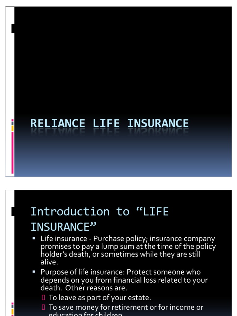 Reliance Life Insurance | PDF | Life Insurance | Insurance