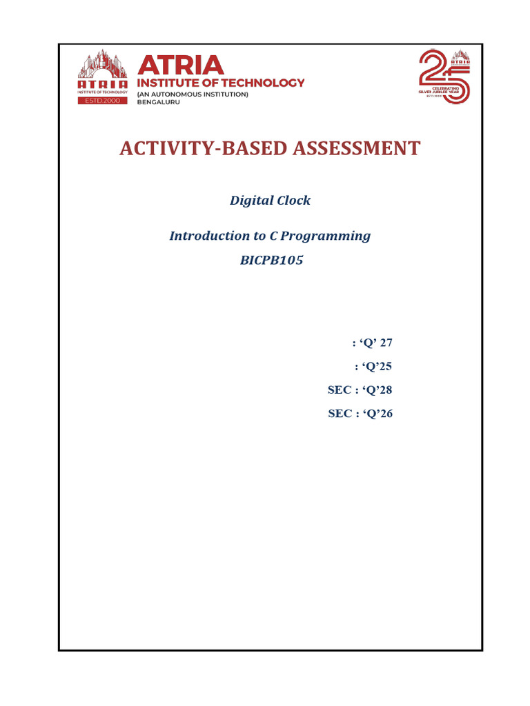 Digital Clock C Programming Project | PDF