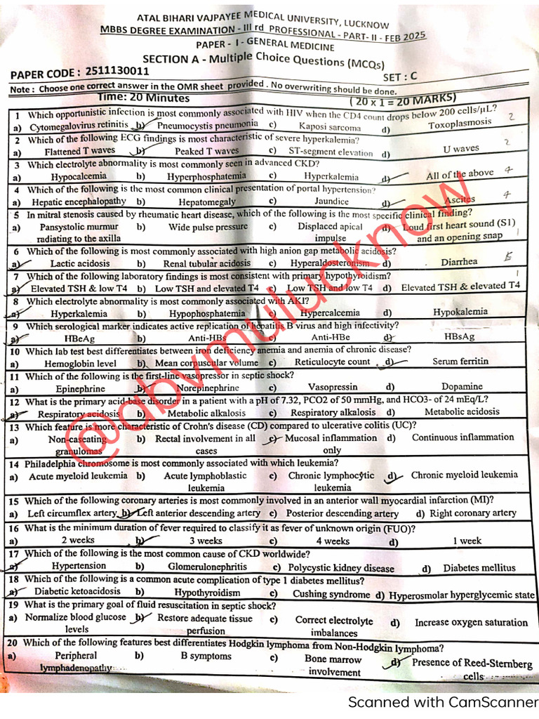 Abvmu 2020 Batch 3prof Part2 Paper | PDF