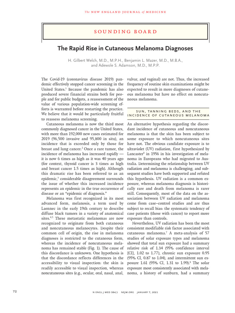 Melanoma Risk Adamson - NEJM - 2021 | PDF | Melanoma | Cancer