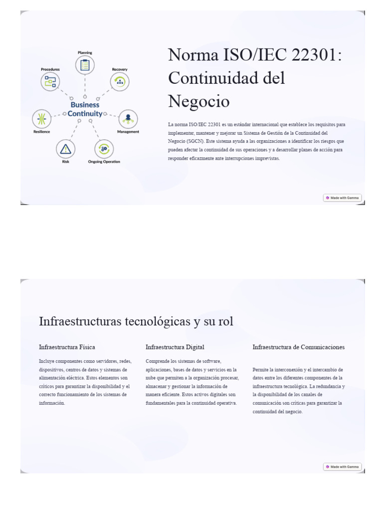 ISO/IEC 22301: Gestión de Continuidad Empresarial | PDF | Infraestructura | Informática