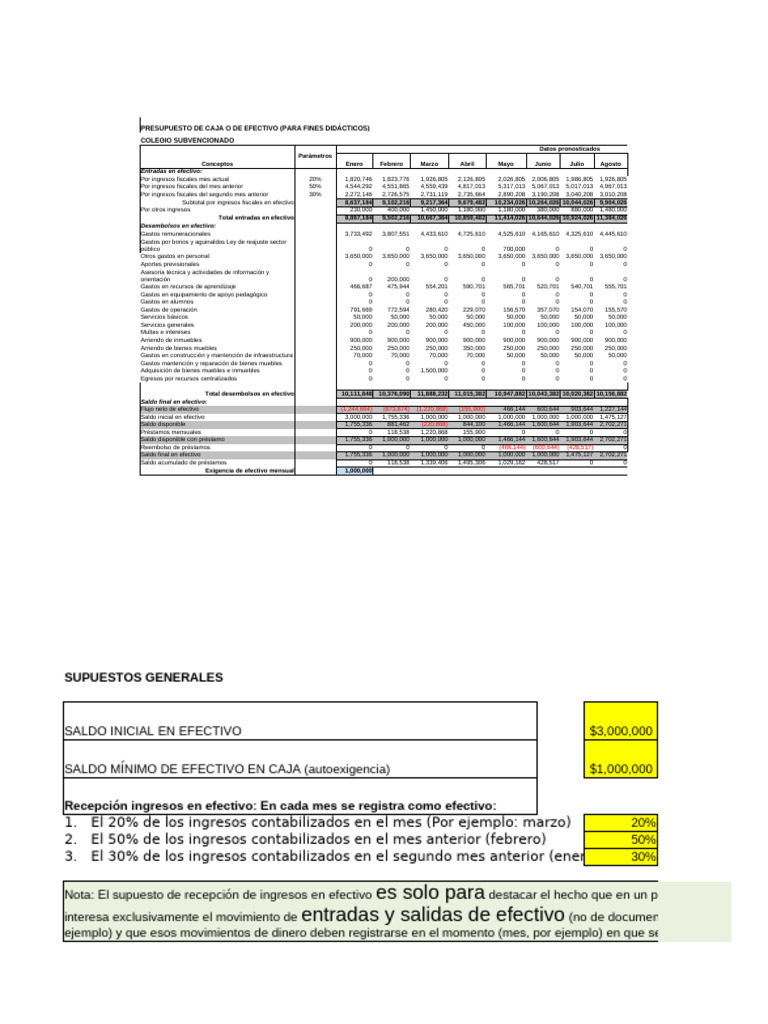 Modelo Didáctico Ppto Efectivo2 | PDF | Presupuesto