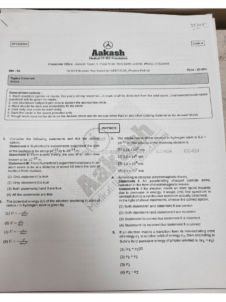 Physics Poll 10 Question Paper | PDF