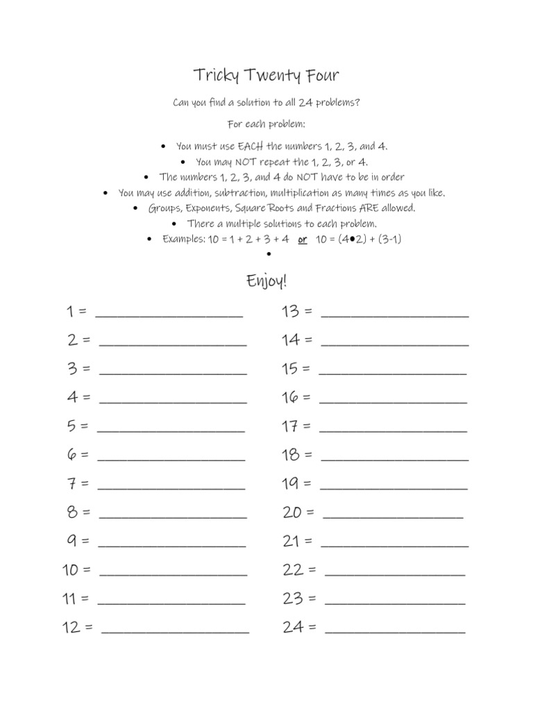 Tricky 24 | PDF