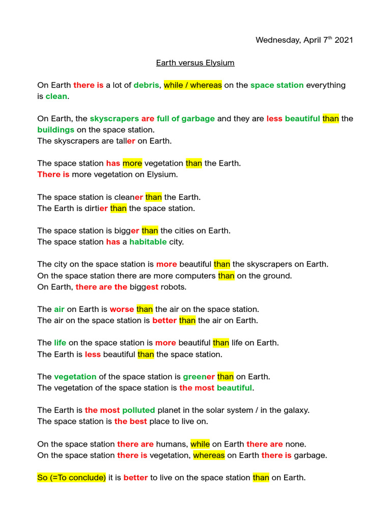 TE Elysium Vs Earth 4.1 | PDF