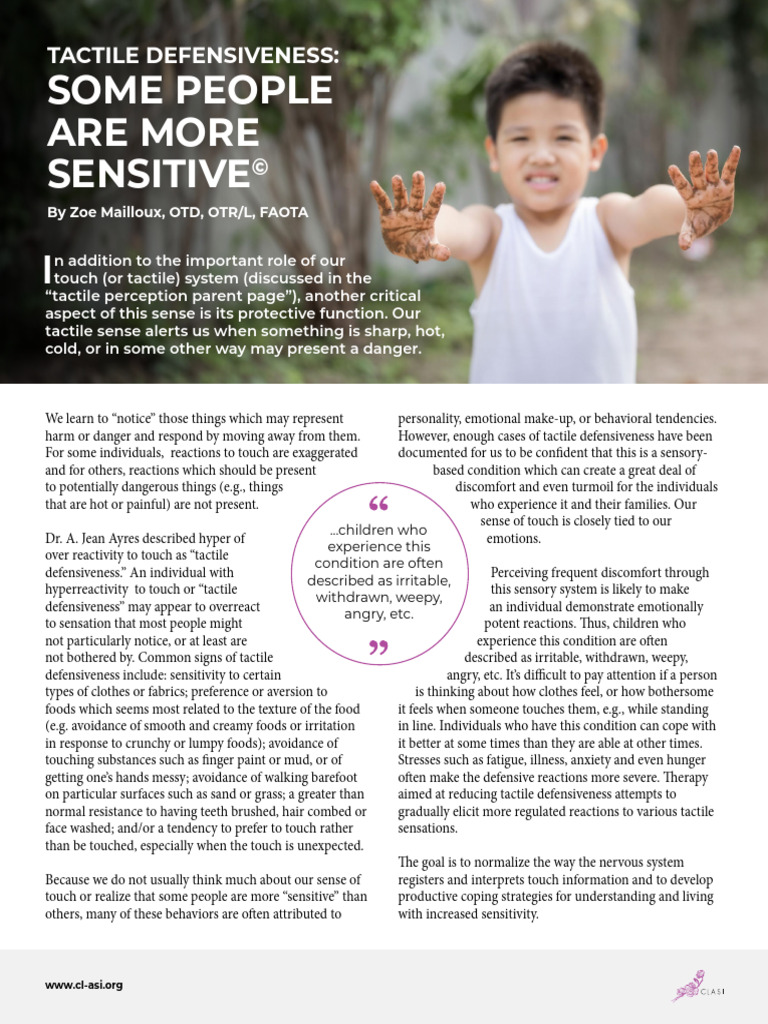 Tactile+defensiveness English | PDF | Somatosensory System | Senses