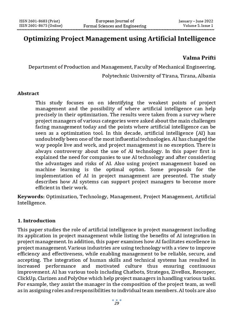 Optimising Project Management Through AI | PDF | Artificial ...