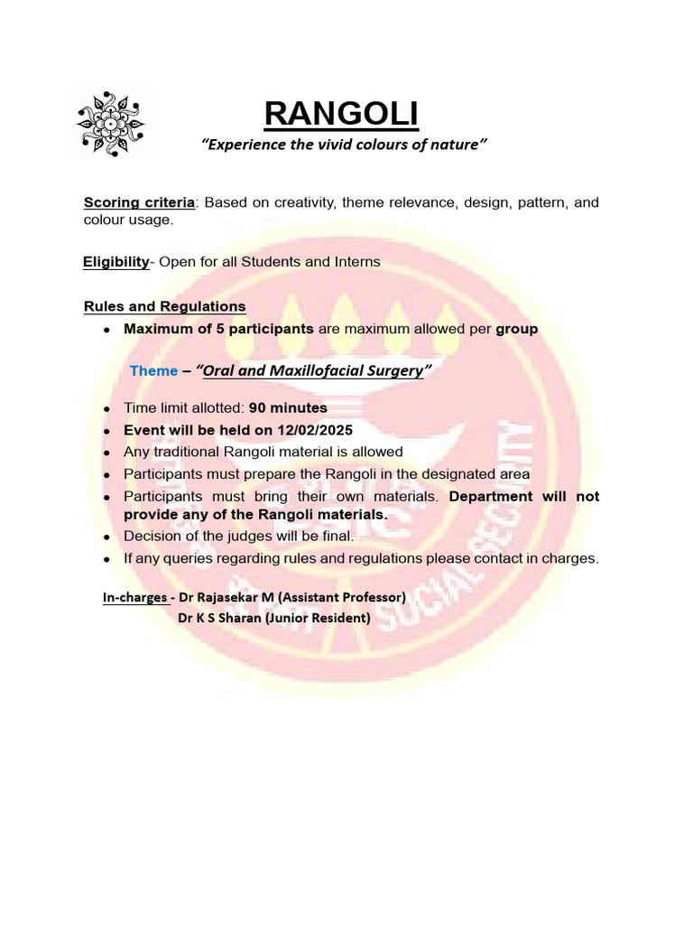 Rangoli Movie Rules and Regulations | PDF