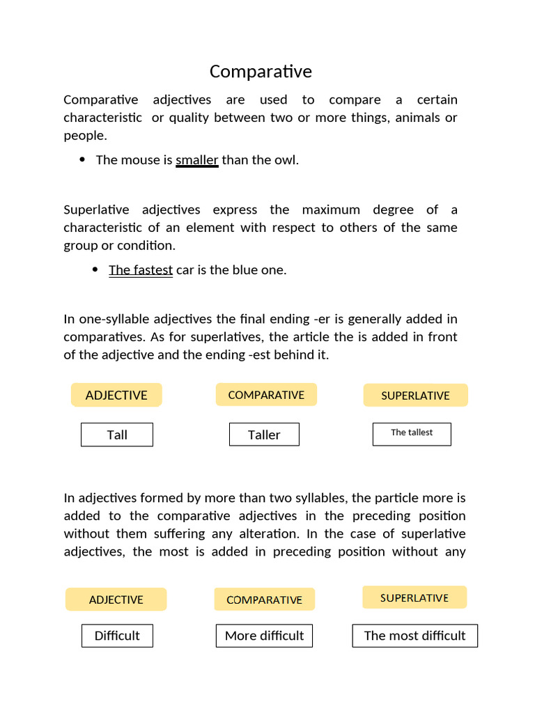 Comparative and Superlative Adjectives Guide | PDF
