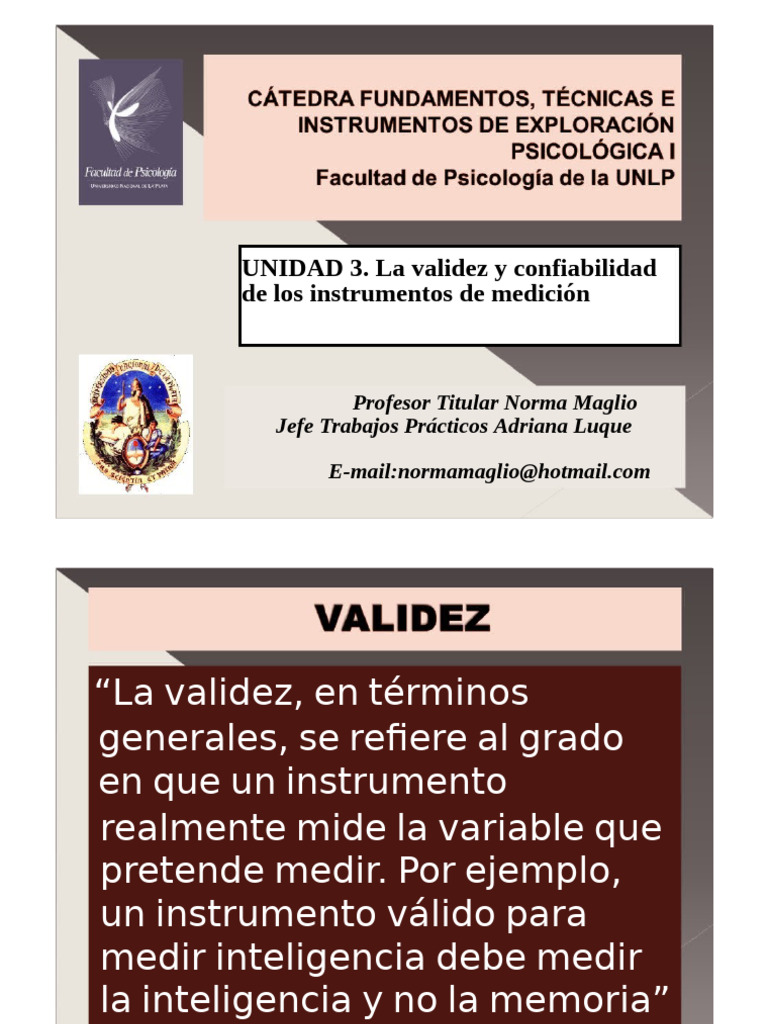 UNIDAD. 3 VALIDEZ Y CONFIABILIDAD 2 | PDF | Validez (Estadísticas) | Psicometría