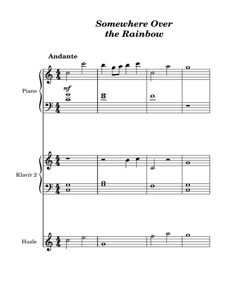 Somewhere Over the Rainbow Piano Score | PDF