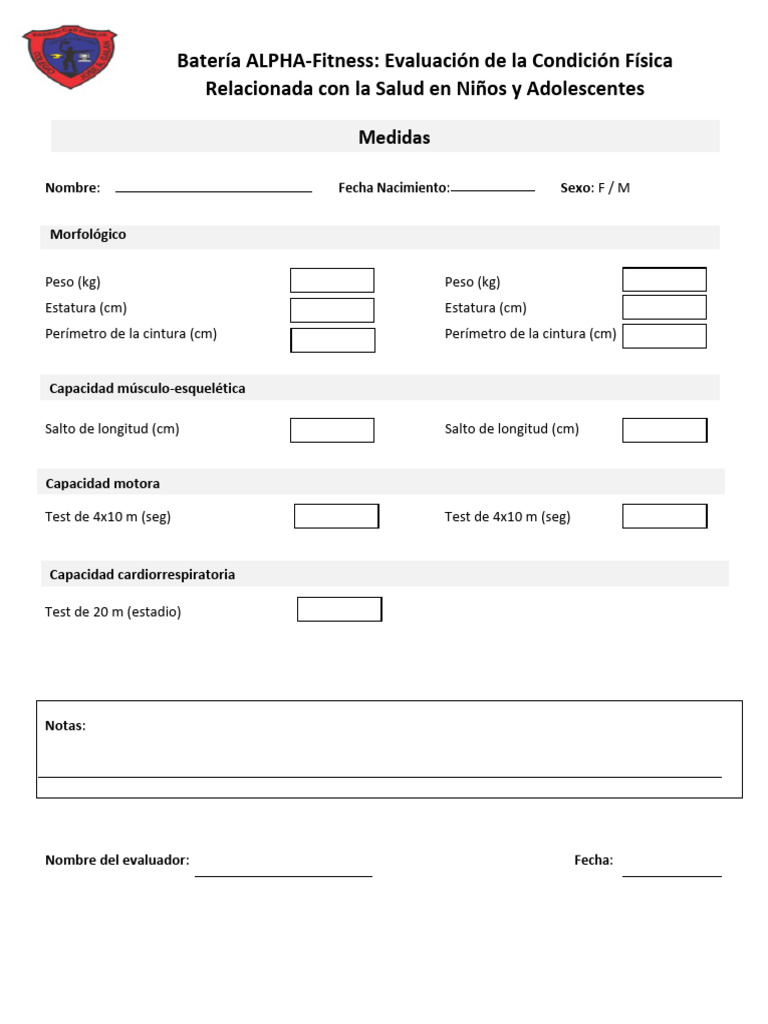 Ficha_ALPHA FITNESS_niños | PDF