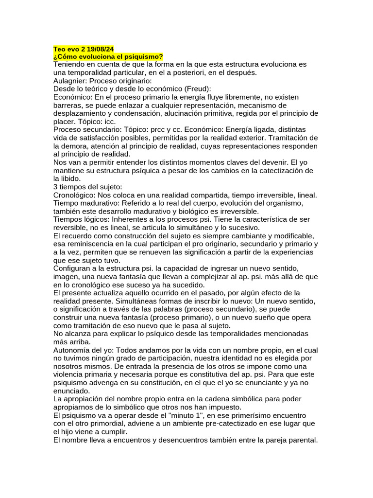 Evolución del Psiquismo y sus Procesos | PDF | Psique (psicología ...