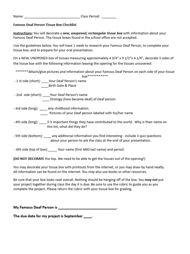 Tissue Box Project | PDF