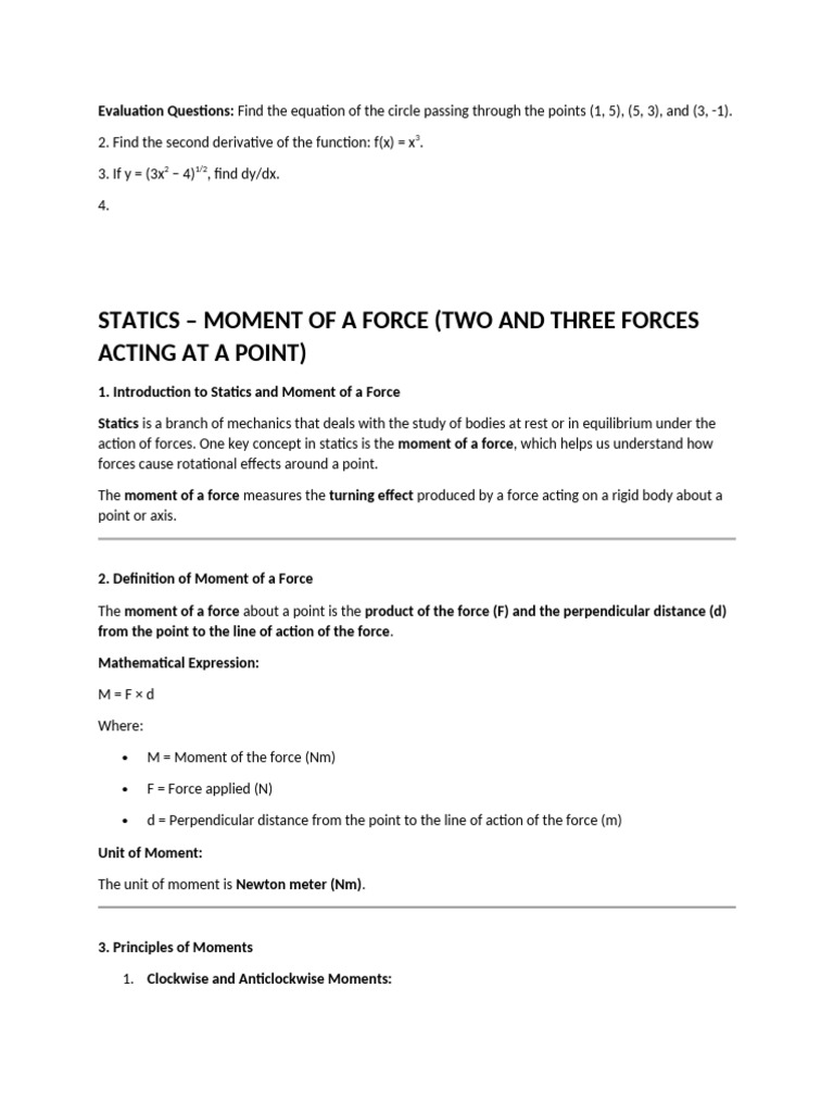 Understanding Moments of Forces in Statics | PDF | Force | Mechanical ...