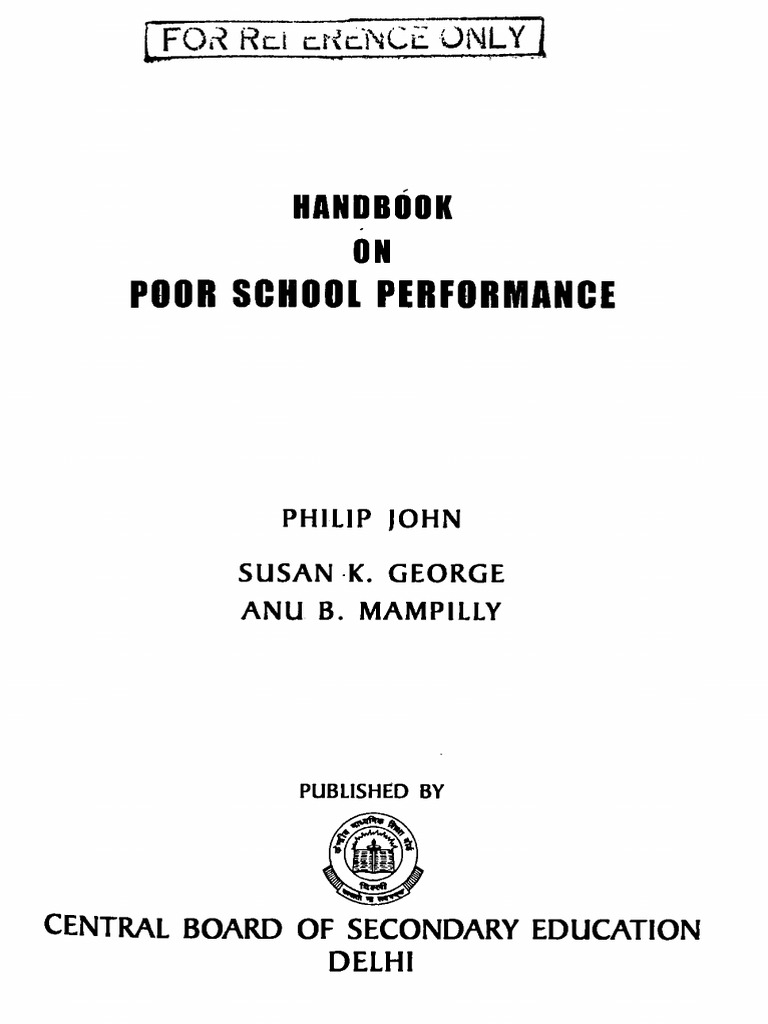 HANDBOOK ON POOR SCHOOL PERFORMANCE -D12511 | PDF | Government | Justice