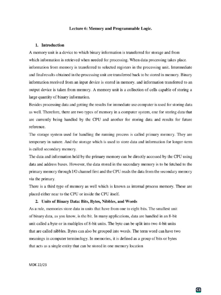 Lecture 6 - Memory Devices | PDF