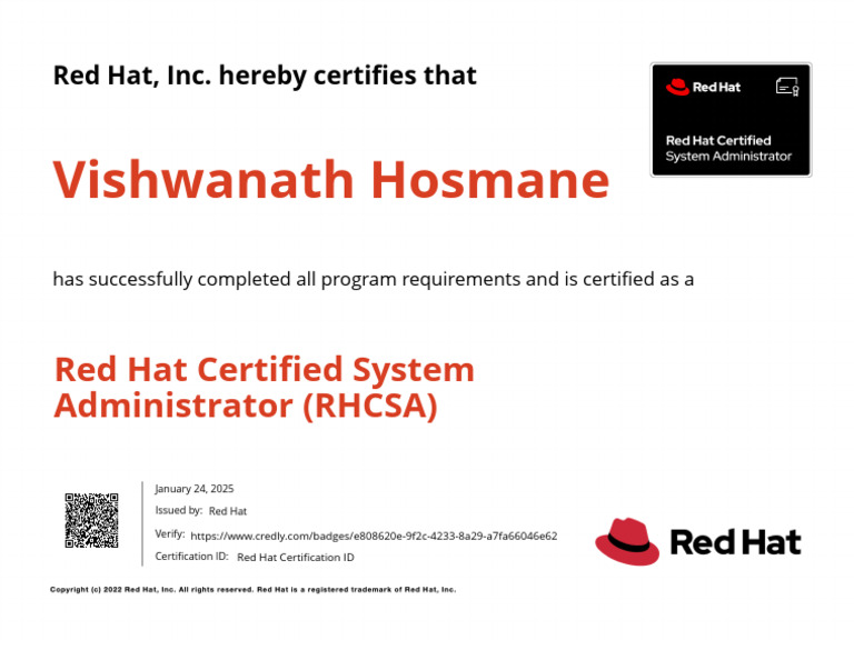 RHCSA Certification Verification | PDF