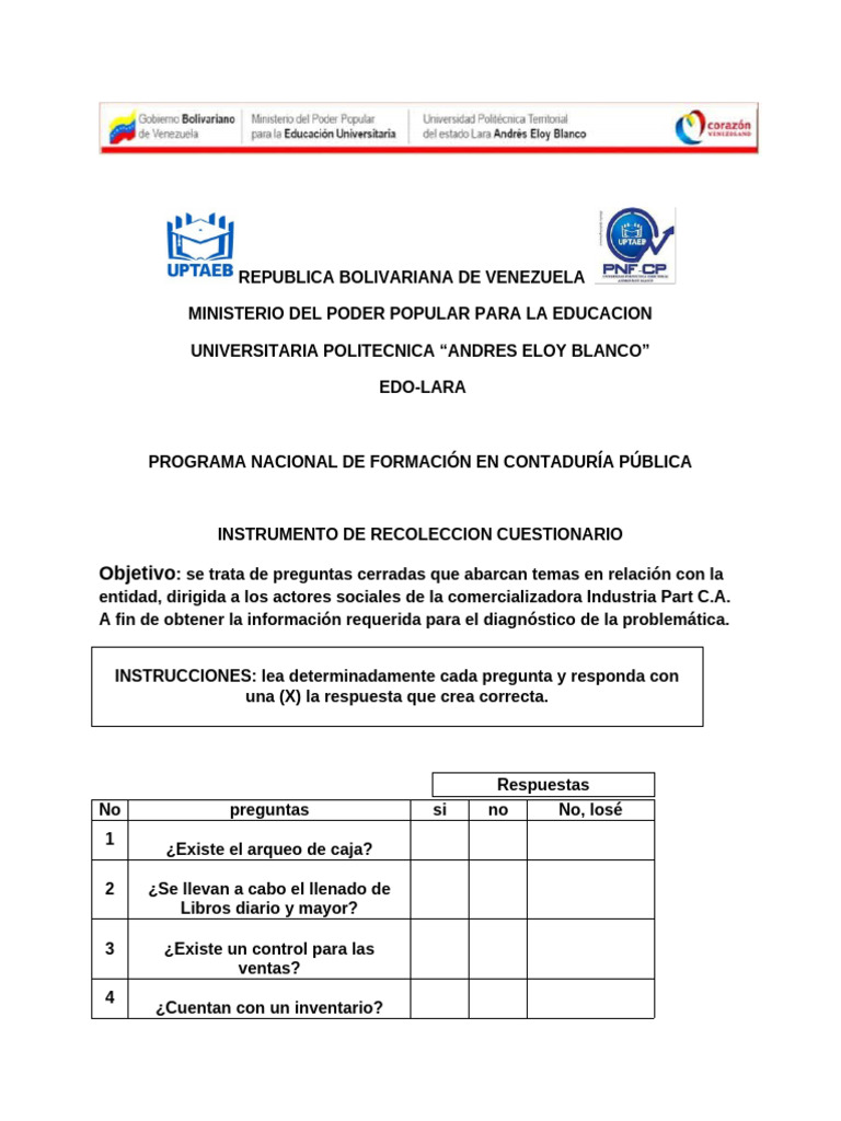 Cuestionario Del Proyecto | PDF | Contabilidad