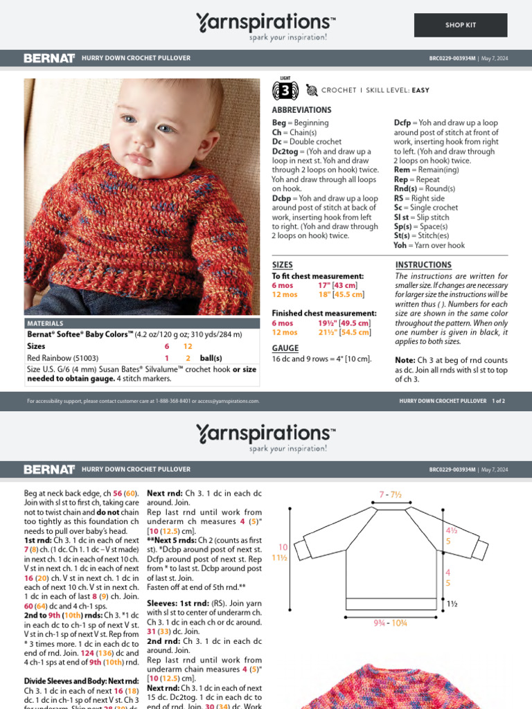 Crochet Baby Pullover Pattern | PDF | Crochet | Crafts