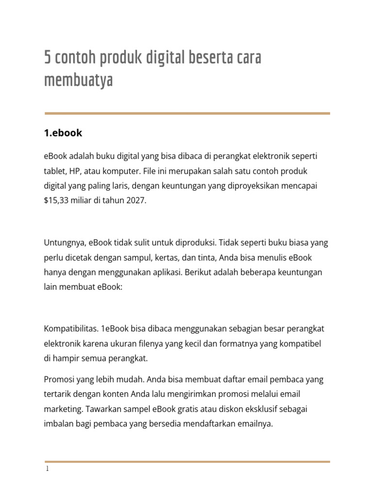 Contoh Produk Digital dan Cara Membuatnya | PDF