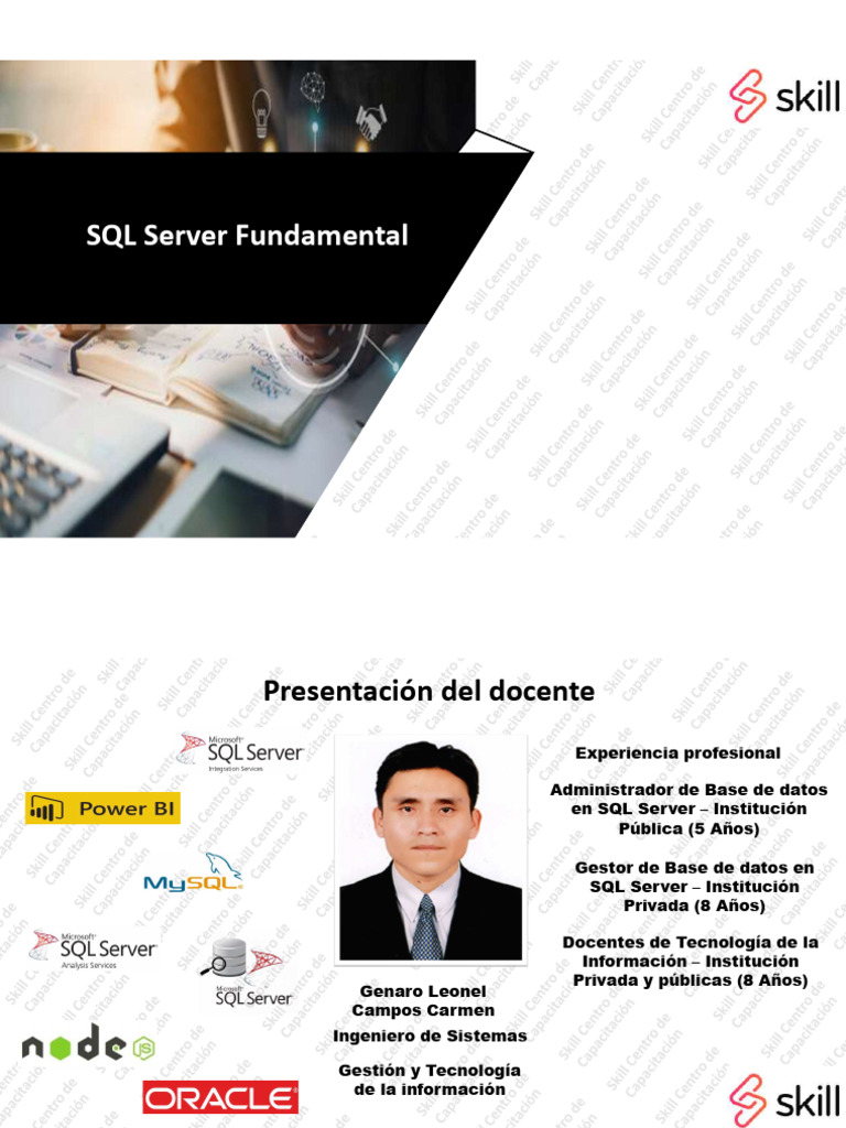 SQL Server Skill - Fundamentals | PDF | SQL | Bases de datos SQL Server Skill - Fundamentals | PDF | SQL | Bases de datos