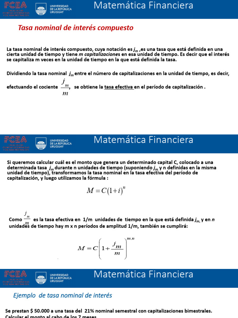 Tasa Nominal y Equivalencia de Tasas | PDF | Finanzas Matemáticas ...