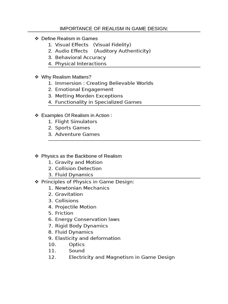 Importance of Realism in Game Design | PDF