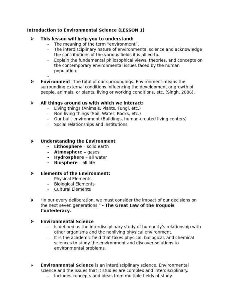 Envi Sci Lesson 1 2 3 4 | PDF | Food Web | Ecosystem