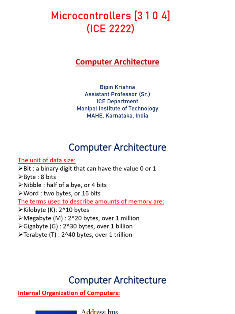 MC Class 2-3 Computer Architecture | PDF | Central Processing Unit | Computer Data Storage