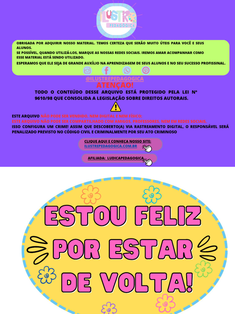 Plaquinha Volta As Aula 2025 | PDF