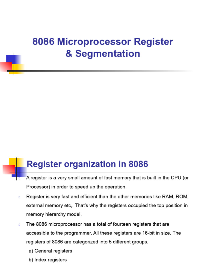 8086 Microprocessor Registers Guide | PDF | Pointer (Computer Programming) | Office Equipment
