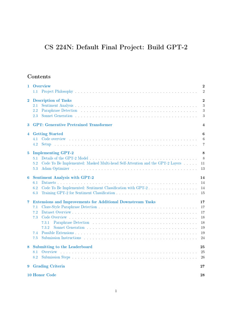 CS224N: GPT-2 Assignment Documentation | PDF | Applied Mathematics | Machine Learning