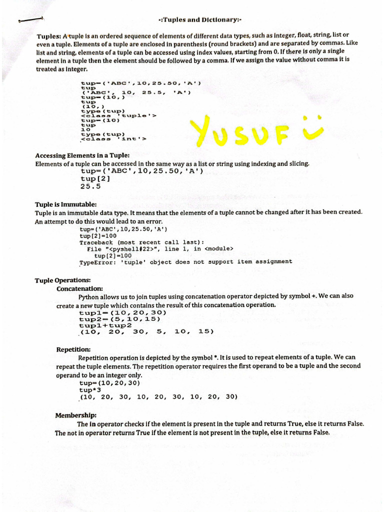 Tuples and Dictionary | PDF