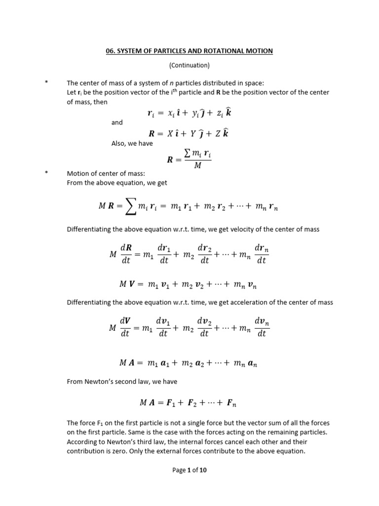 System of Particles and Rotational Motion | PDF | Rotation Around A ...