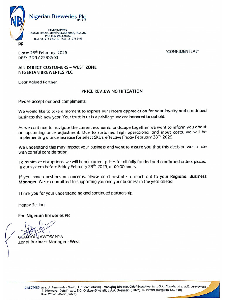 price increase notification | PDF