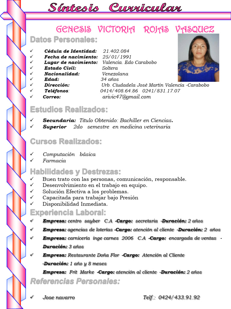 CV de Genesis Victoria Rojas Vasquez | PDF