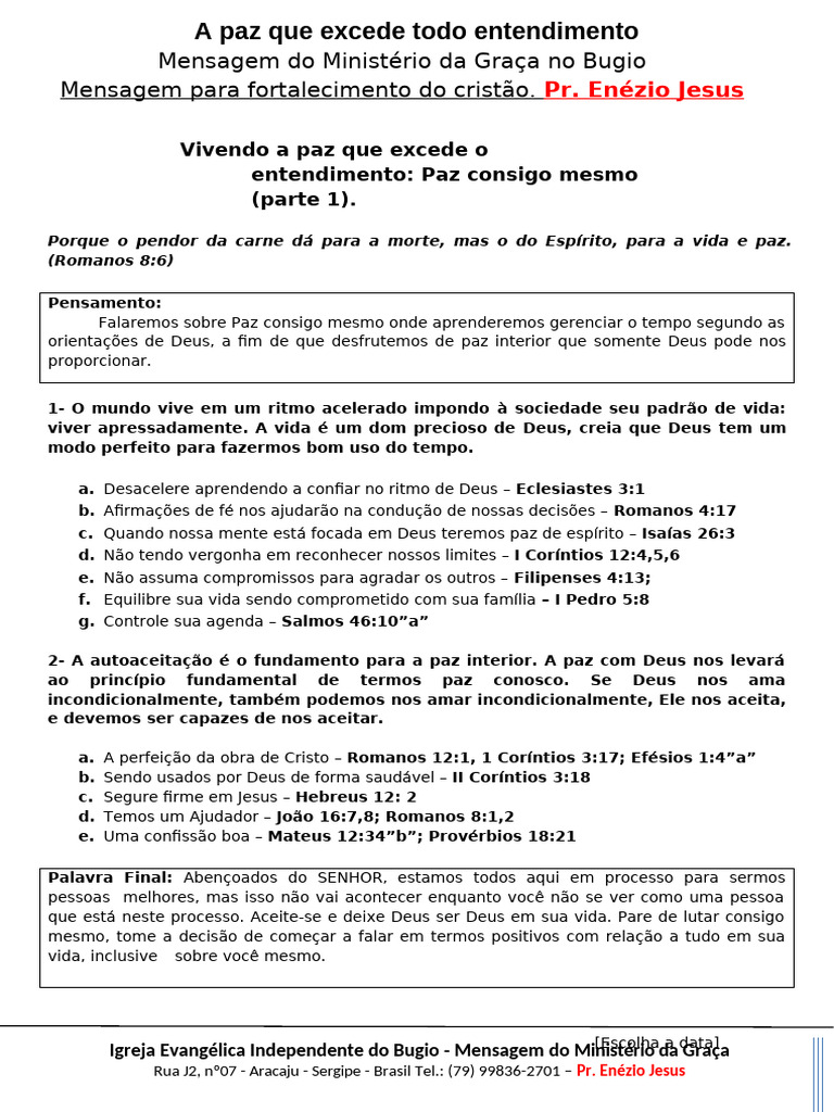 A Paz Que Excede Todo Entendimento | PDF | Deus | Graça no cristianismo