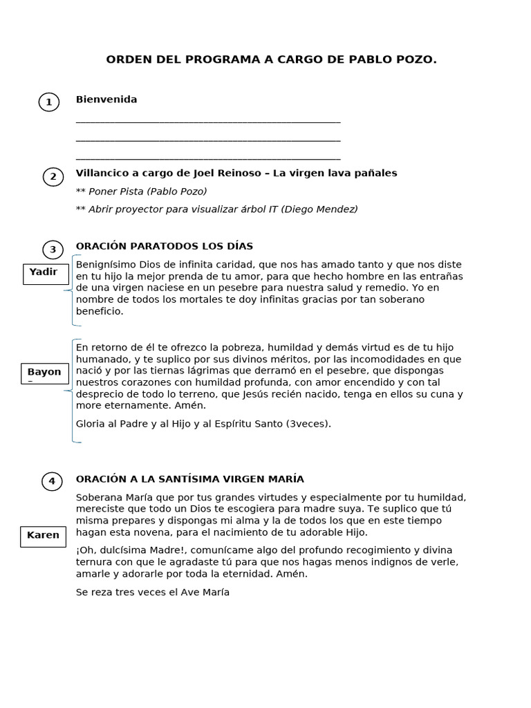 Guión_Programa_completo | PDF | orador del Señor | María, madre de Jesús