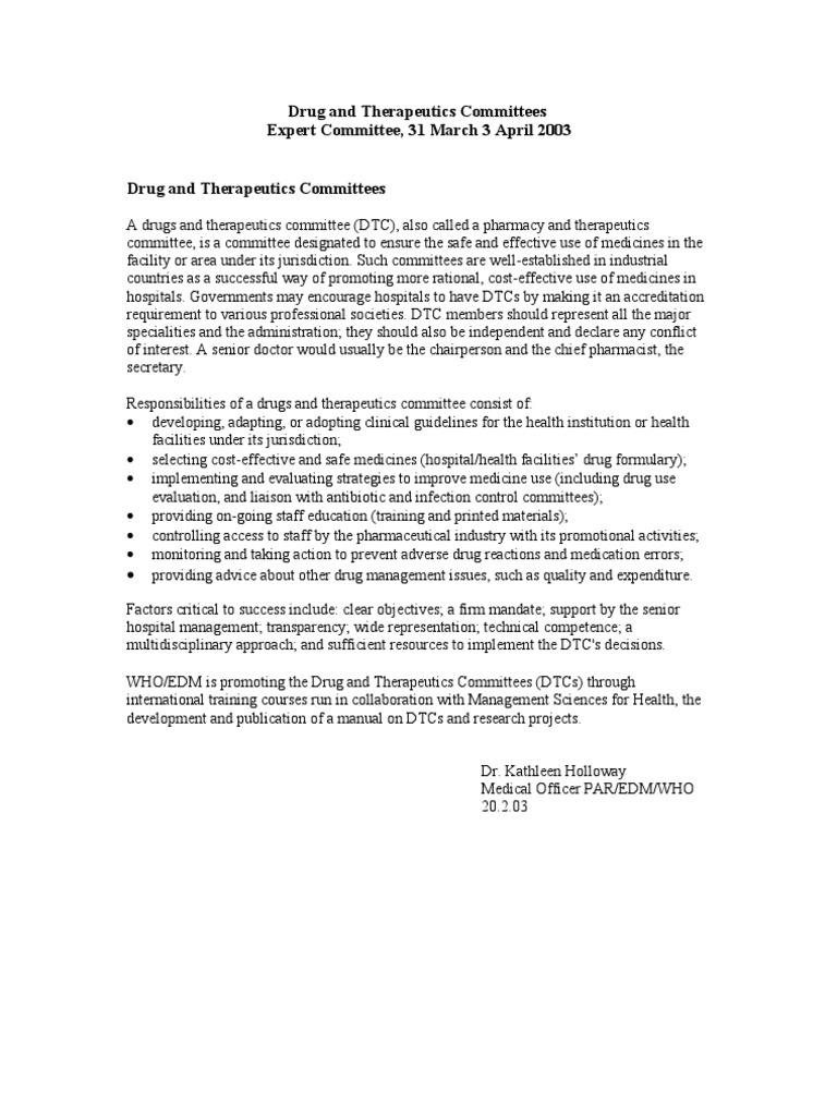 Drug and Therapeutics Committees Overview | PDF | Science & Mathematics