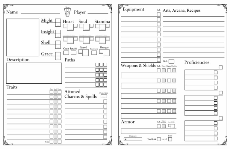 HKRPG Character Sheet v4.6 (Fillable, Single Page) | PDF