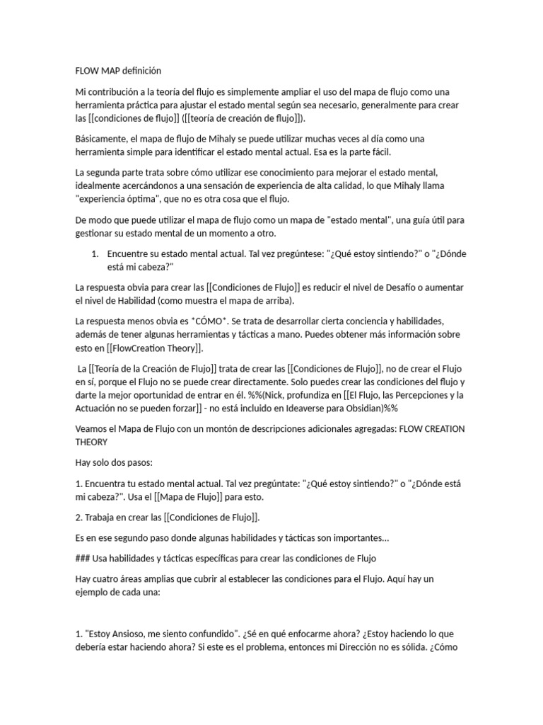 FLOW MAP Definición | PDF | Flujo (psicología) | Experiencia