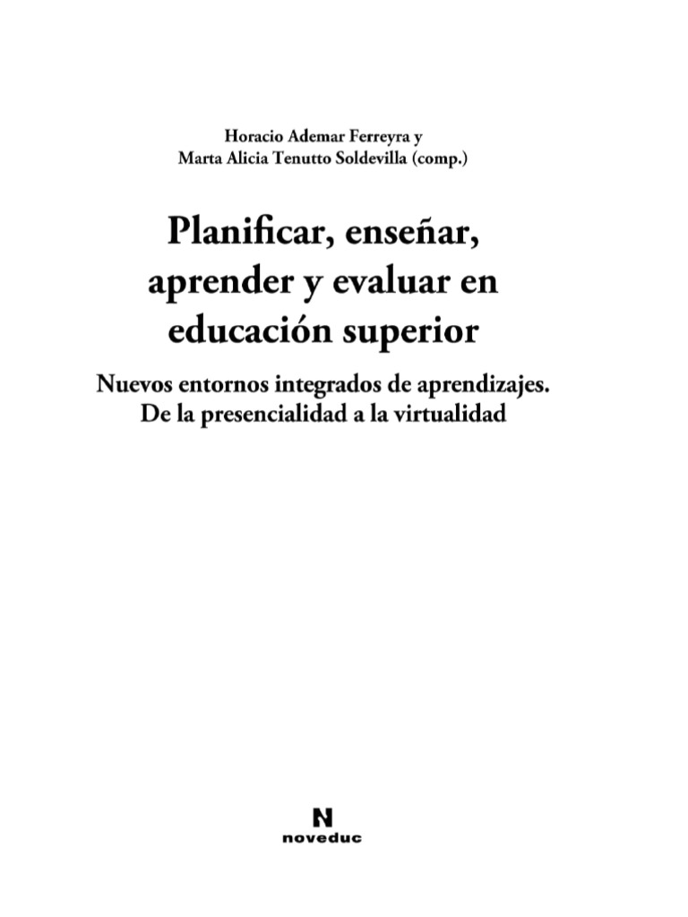 Planificar, enseñar, aprender y evaluar en la educación superior, cap 2 la planificación ...