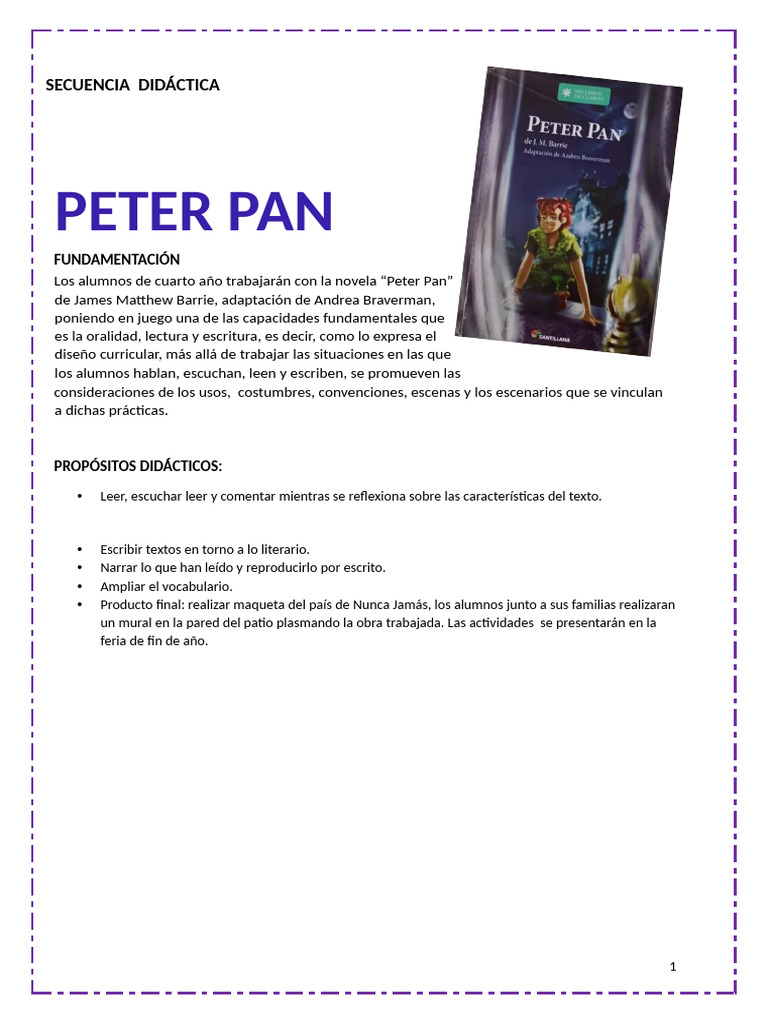 Secuencia Didáctica: Peter Pan en Aula | PDF | Peter Pan | Piratería