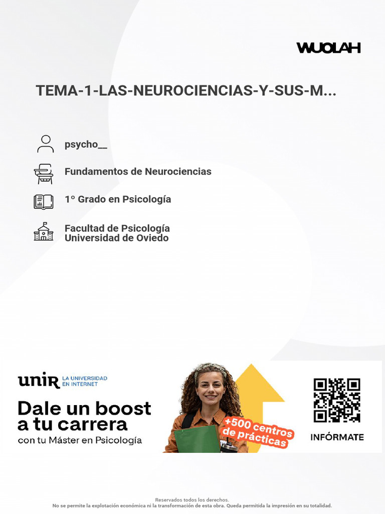 Tema 1 (2) | PDF | Neurociencia | Cerebro