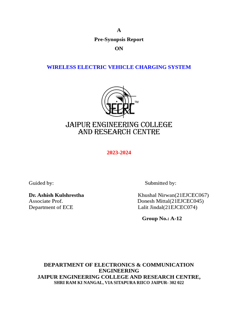 Guidelines For Pre-Synopsis Presentation 2024-25 | PDF | Electric Vehicle | Battery Charger