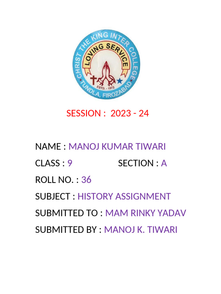 SESSION: 2023 - 24: Name: Class: Section: Roll No.: Subject: Submitted ...